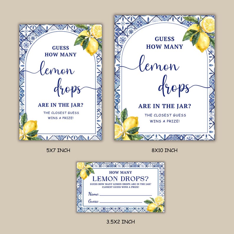 Lemon Drops Bridal Shower Game | Mediterranean Theme (digital Download ...