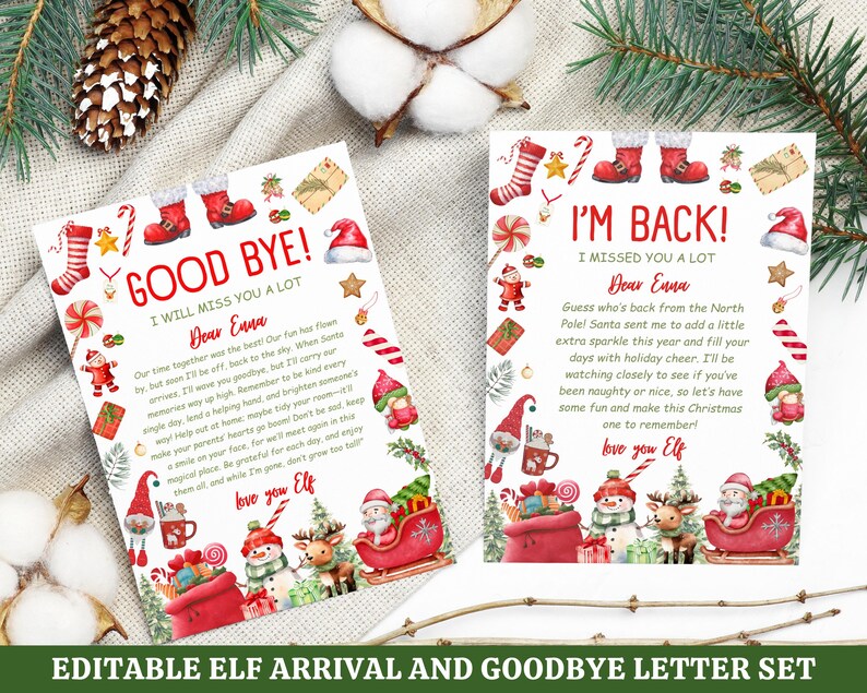 Editable Elf Arrival and Goodbye Letter Set | Christmas Elf Letter ...
