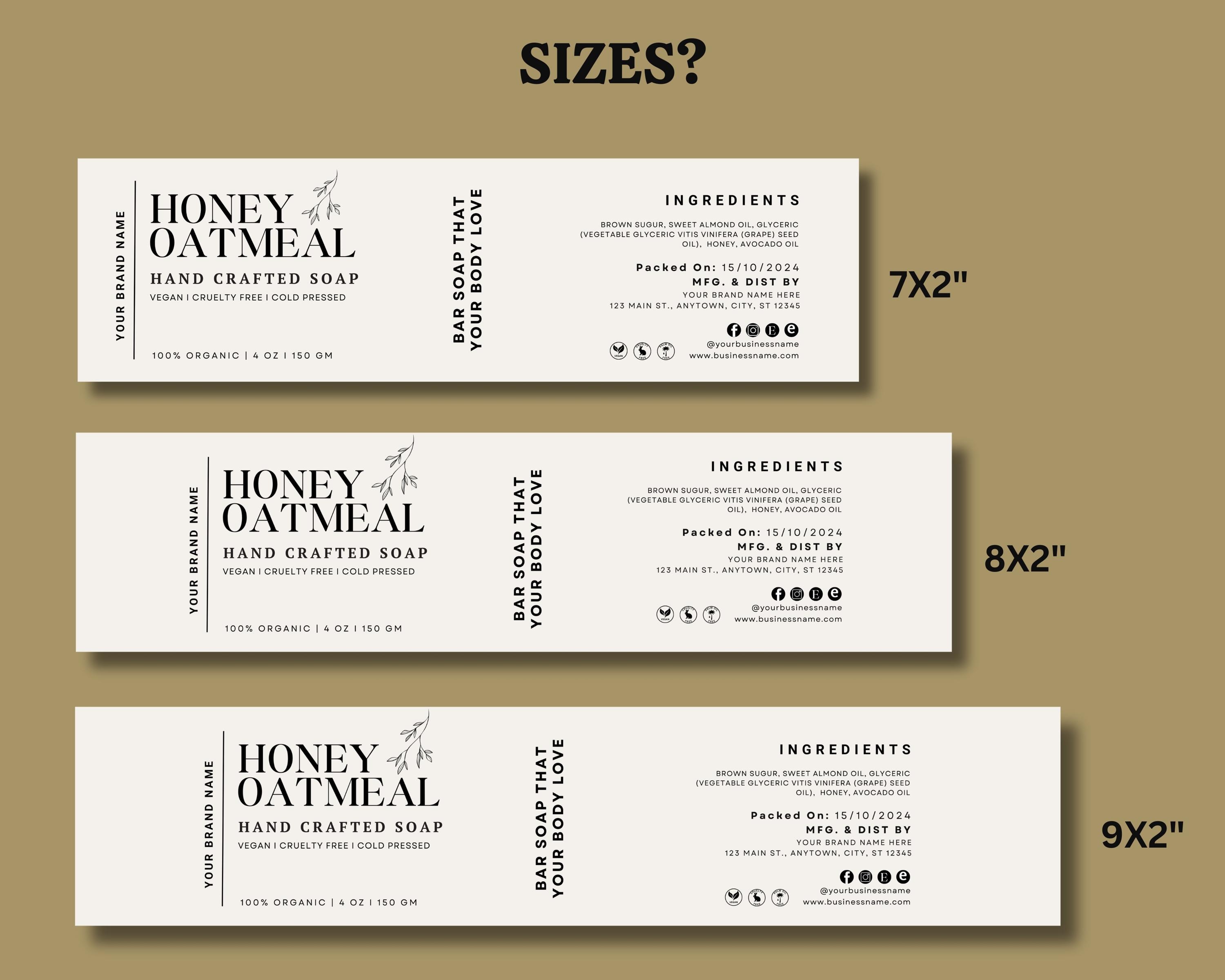 Handmade Soap Label Template | Editable Belly Band Soap Packaging for ...