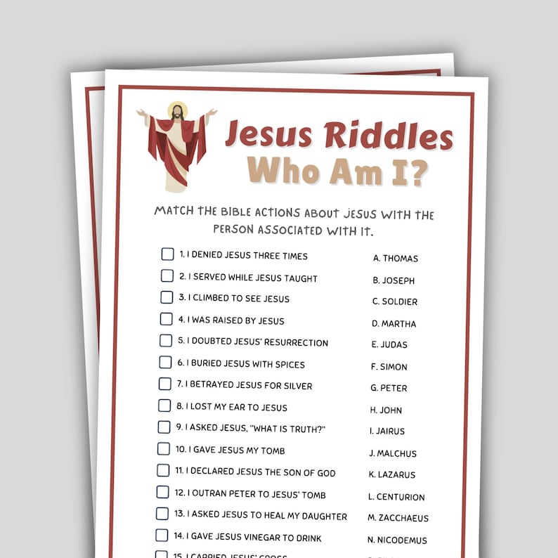 Bible Games for Kids Adults | Jesus Riddles “who Am I?” | Bible Party ...