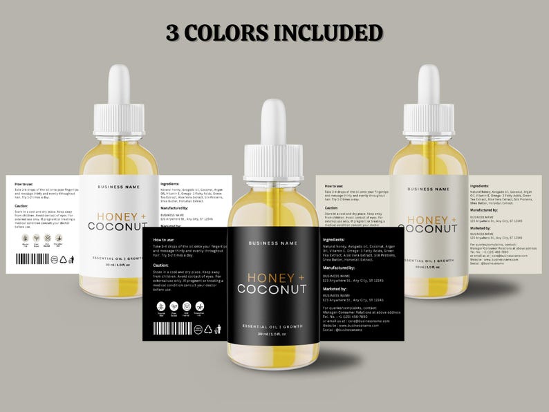 Essential Oil Bottle Label Template, Custom Dropper Design (canva ...