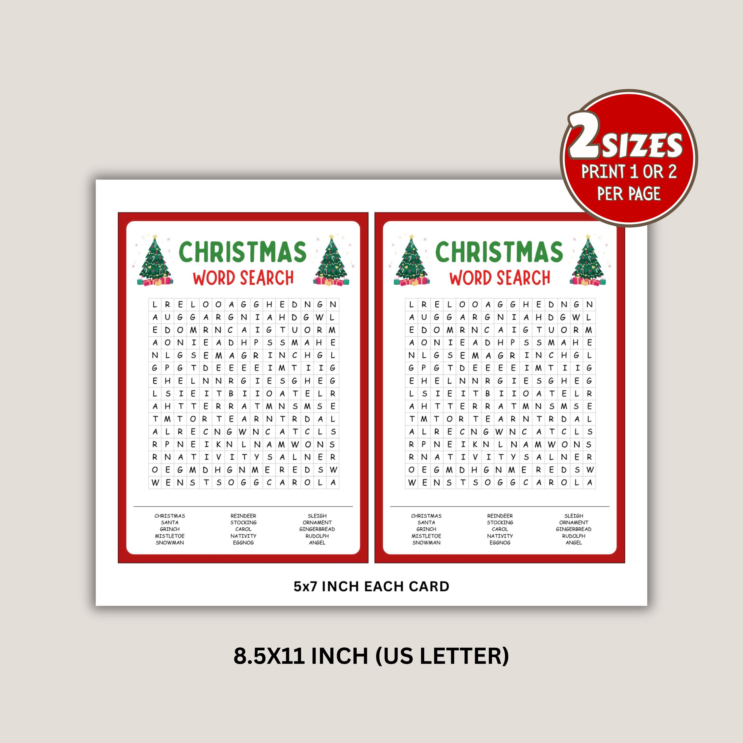 Giant Christmas Word Search Printable | Fun Holiday Word Find Game ...