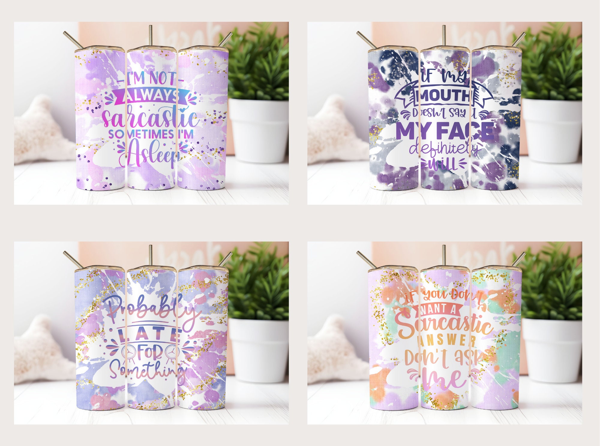 Funny Tumbler Wrap Bundle R18 Sweary Cuss Sarcastic PNG Seamless ...