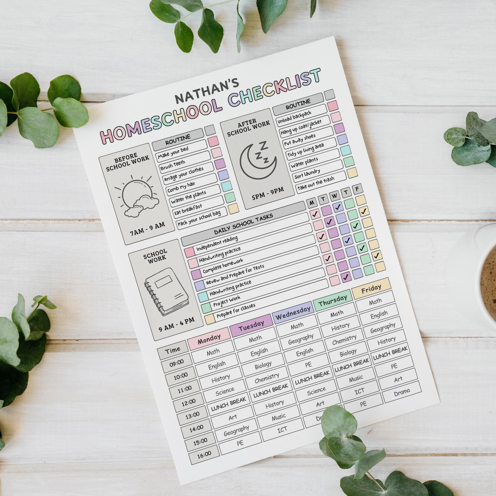 Editable Homeschool Planner | Printable Daily Schedule & Student ...
