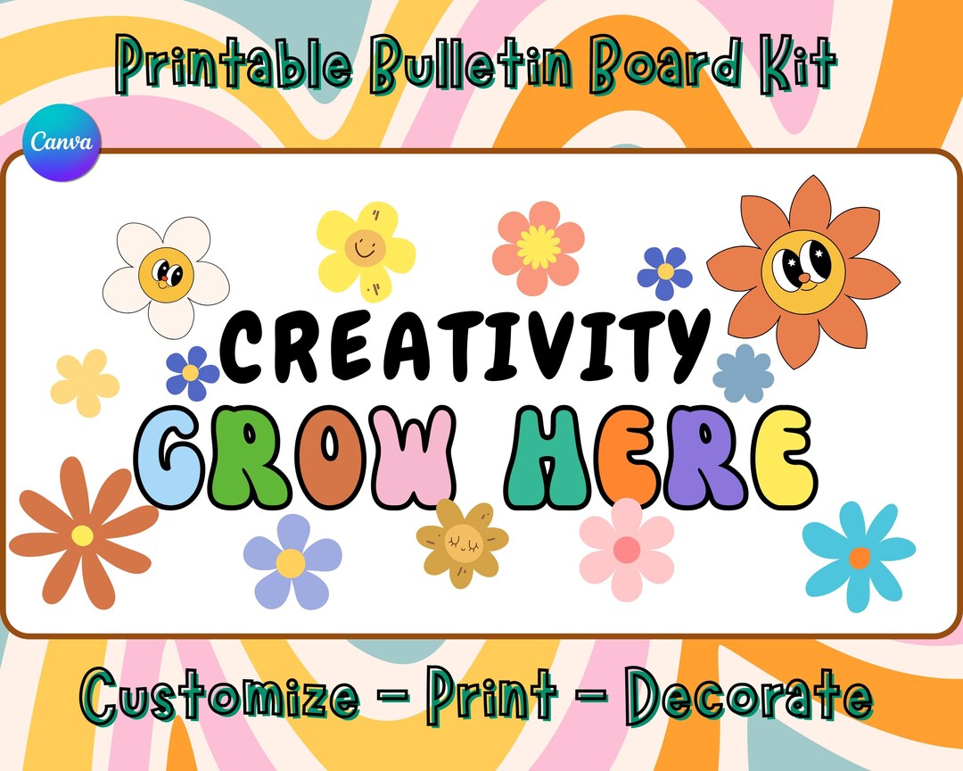 Retro Spring Bulletin Board Kit, Seasonal Classroom Decorations ...