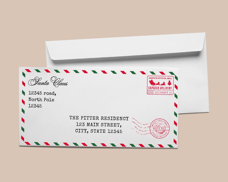 Editable Letter From Santa Envelope Template | Printable North Pole ...