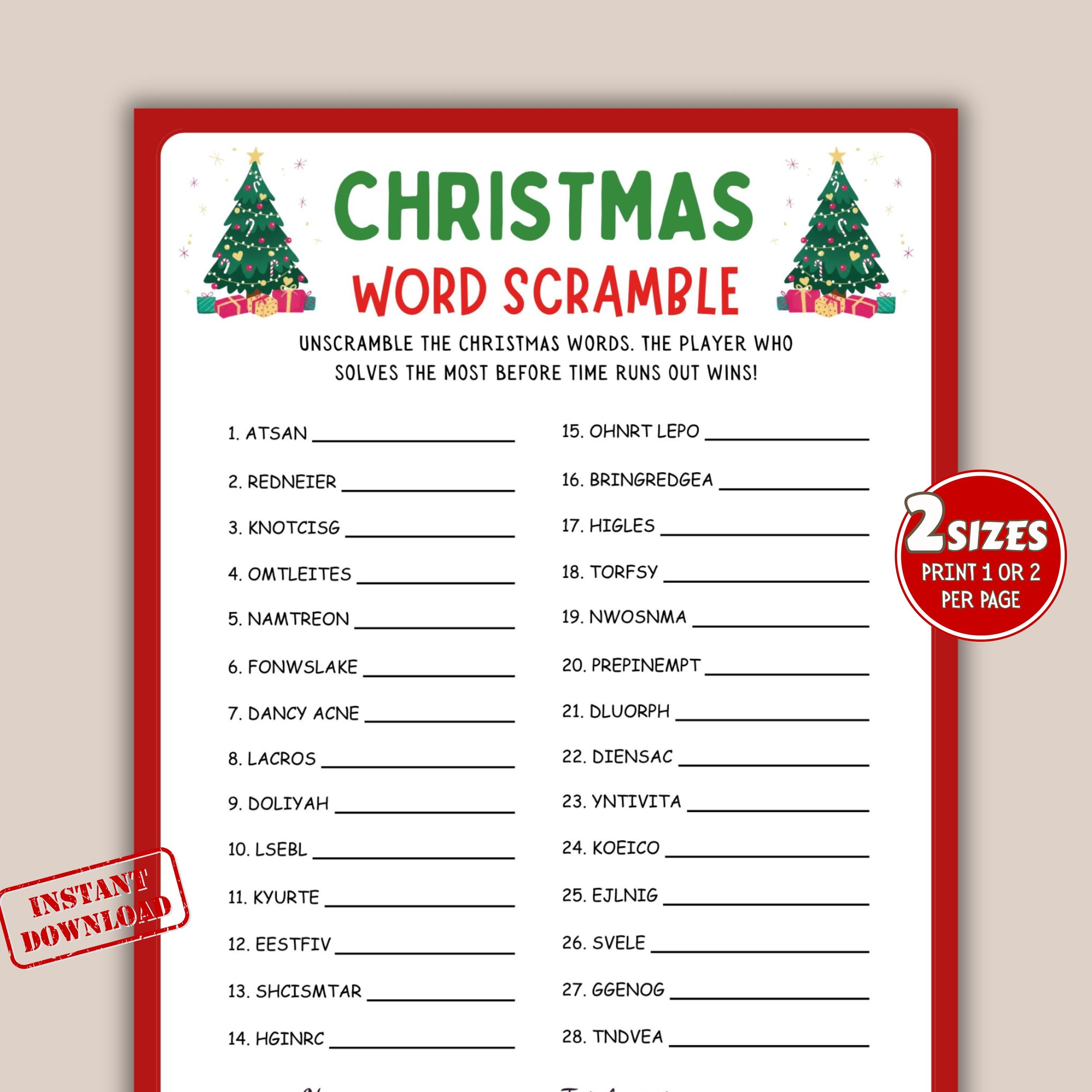 Christmas Word Scramble Game Printable | Fun Holiday Party Activity ...