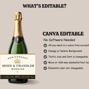 Champagne Label Template Editable, Custom Bridesmaid Proposal Gift ...