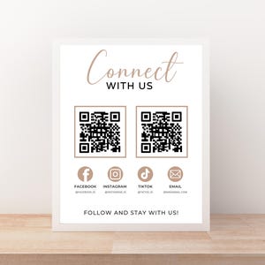 Connect With Us Sign Template | Social Media QR Code Sign | Follow Us ...