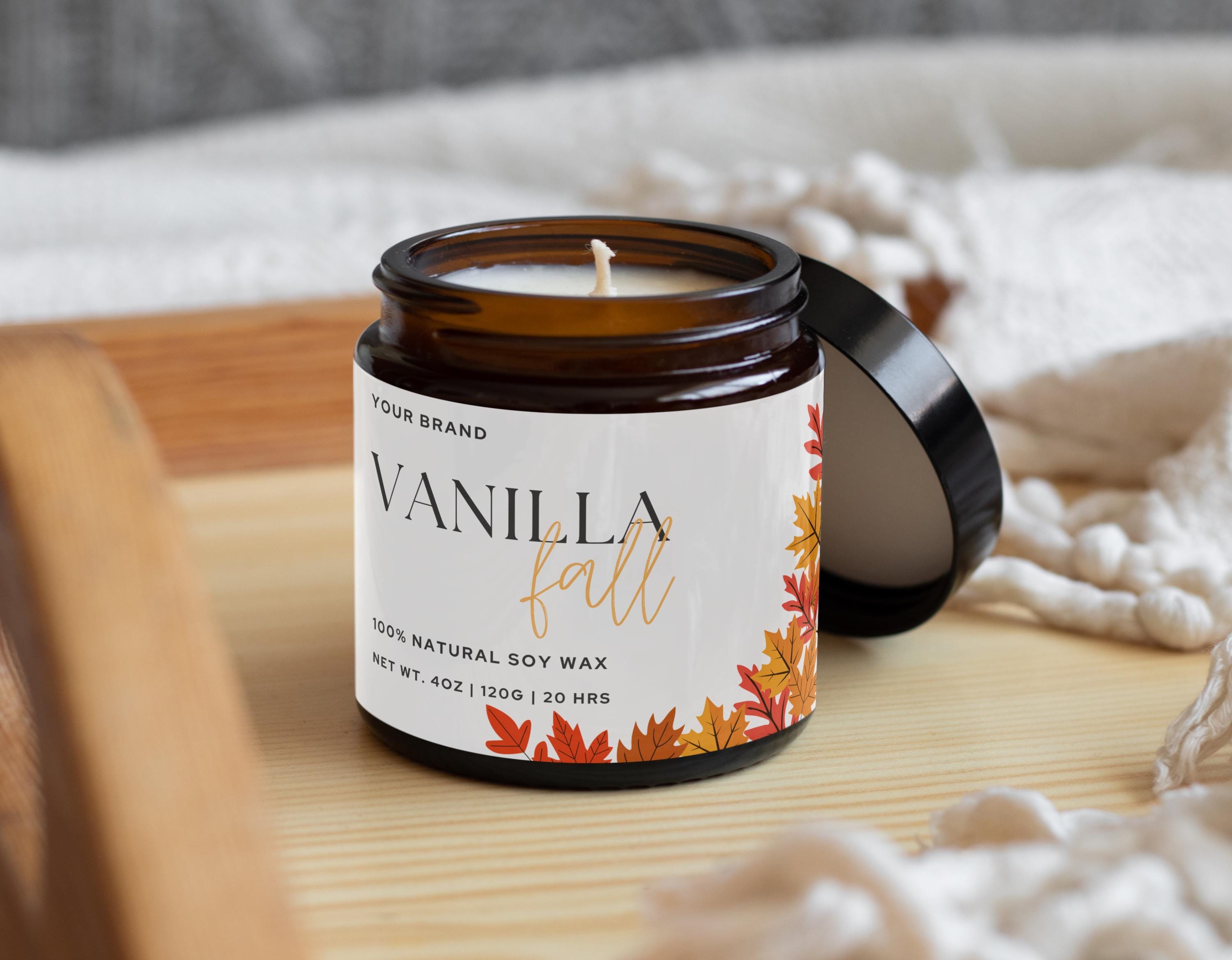 Printable Fall Candle Label Template, Editable DIY Autumn Sticker ...