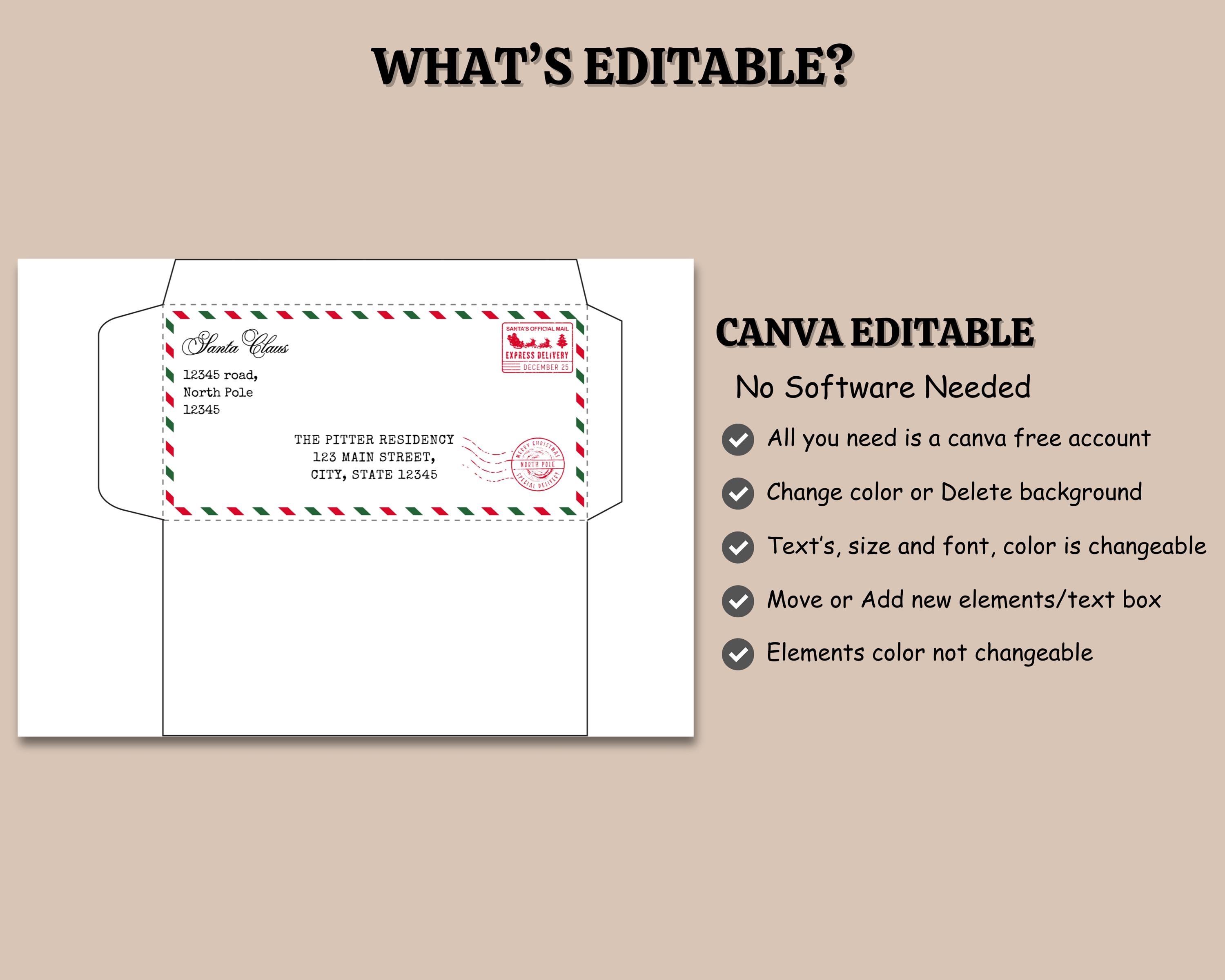 Editable Letter From Santa Envelope Template | Printable North Pole ...