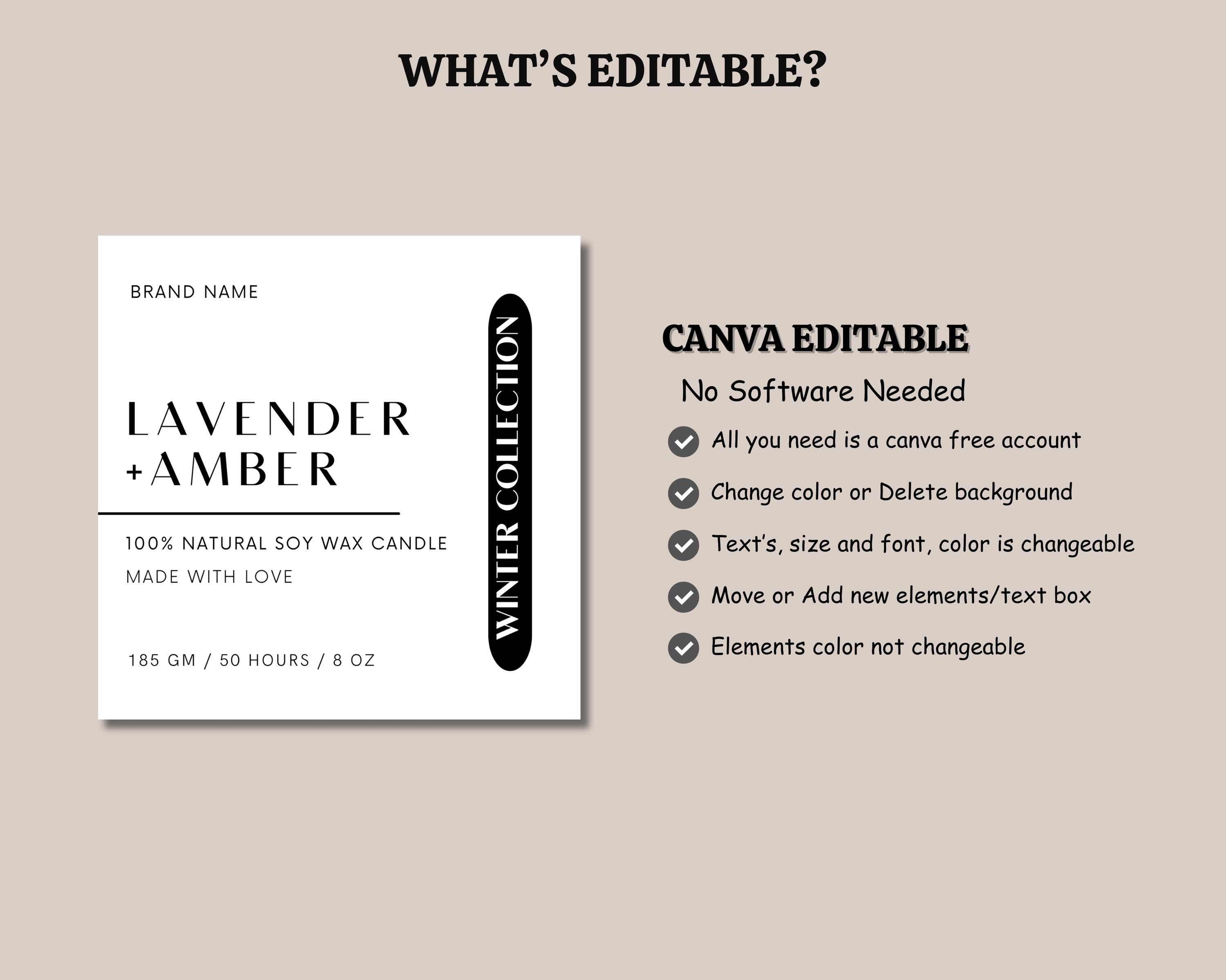 Editable Candle Label Bundle, Modern Candle Label Designs, Candle ...