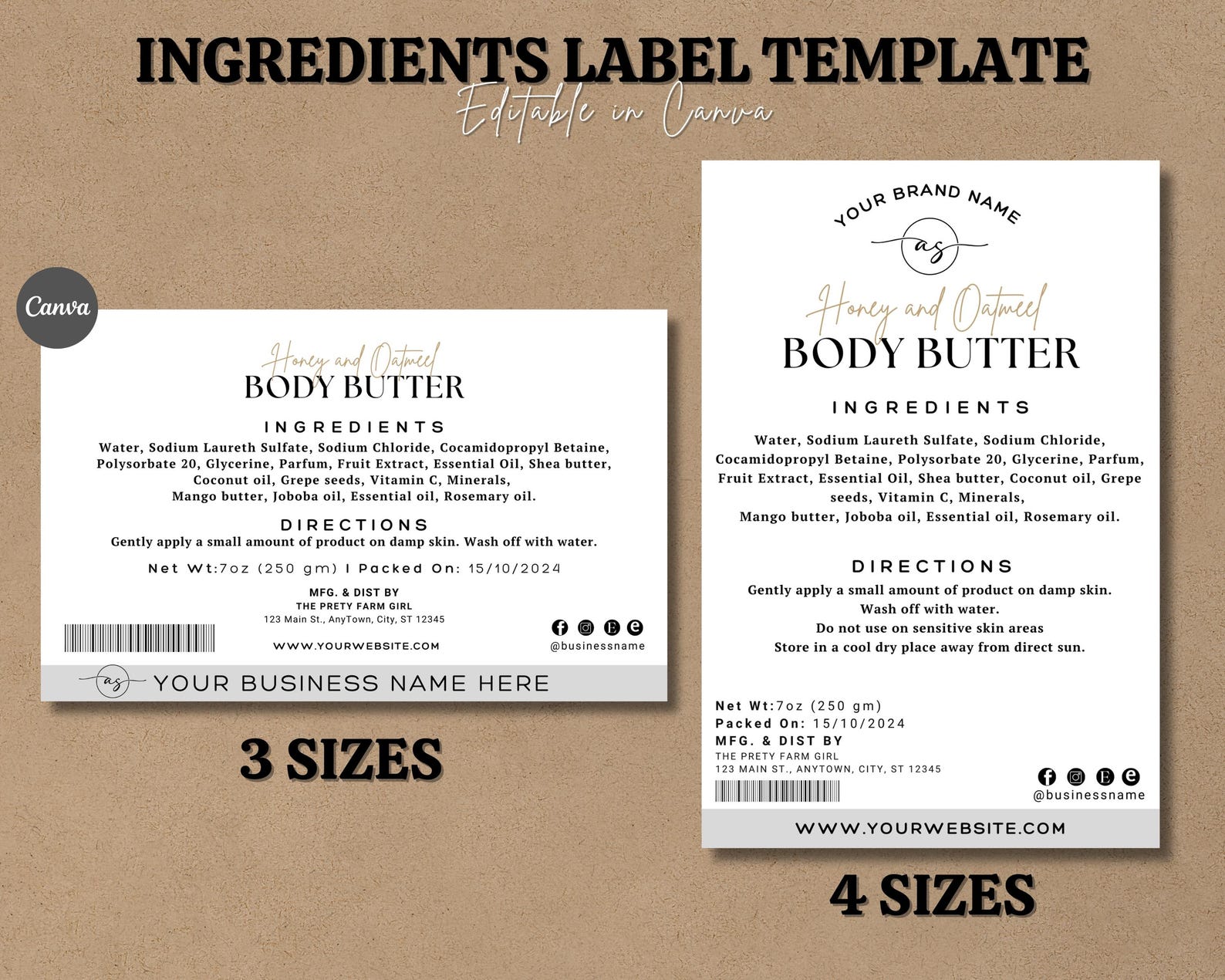 Custom Ingredient Label Template | Personalized Product Packaging ...