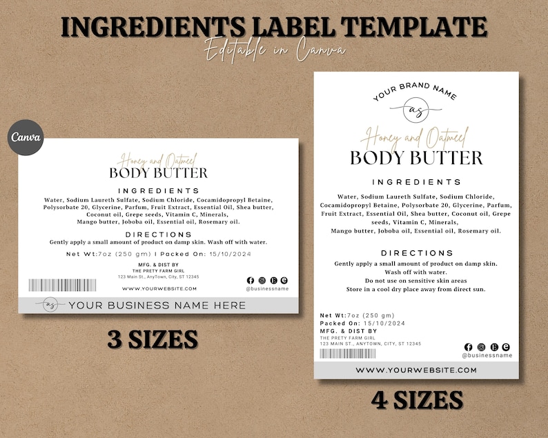 Custom Ingredient Label Template | Personalized Product Packaging ...