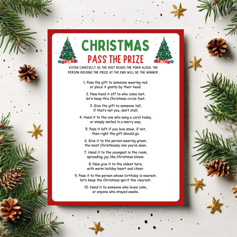 Christmas Pass the Present Game Printable, Pass the Prize Left Right ...