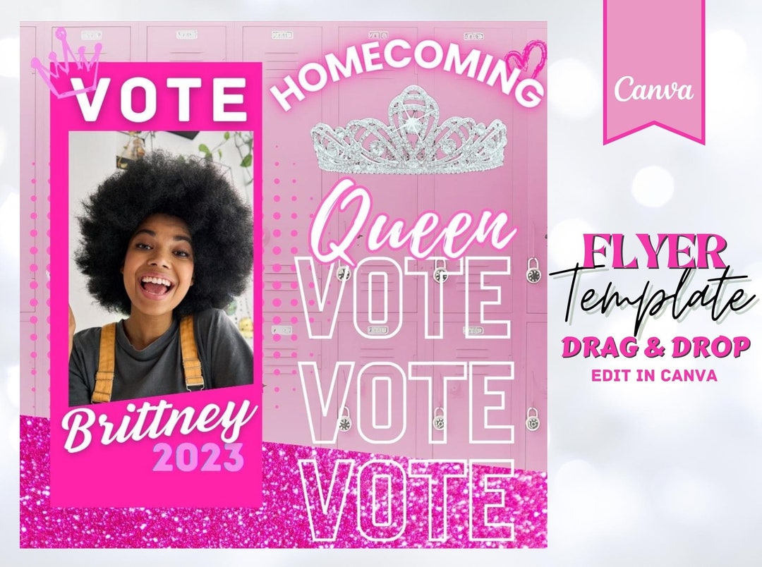 Editable Homecoming Vote for Me DIY Canva Flyer Template Beauty Queen ...