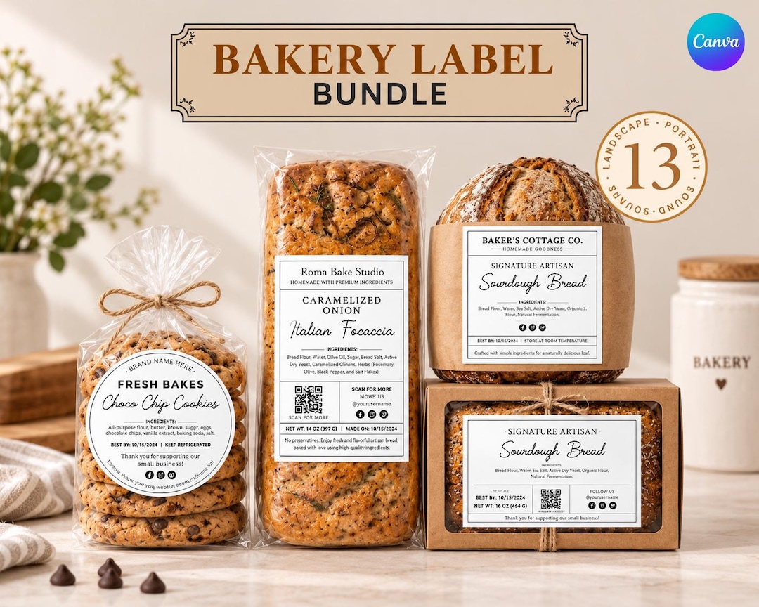 Editable Home Bakery Label Bundle Template, Cottage Food Sticker Set ...
