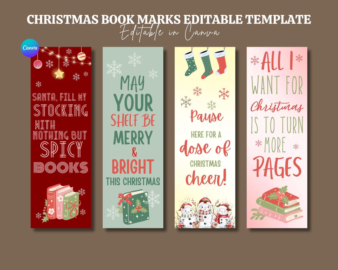 Holly Jolly Christmas Bookmarks Digital Printable Bookmarks for Book ...