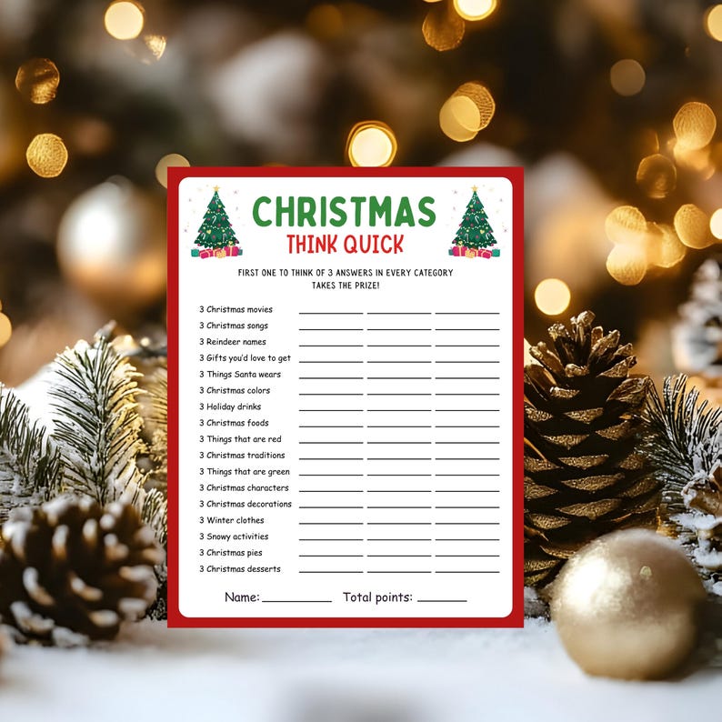 Christmas Think Quick Game, Holiday Icebreaker (digital Download) - Etsy
