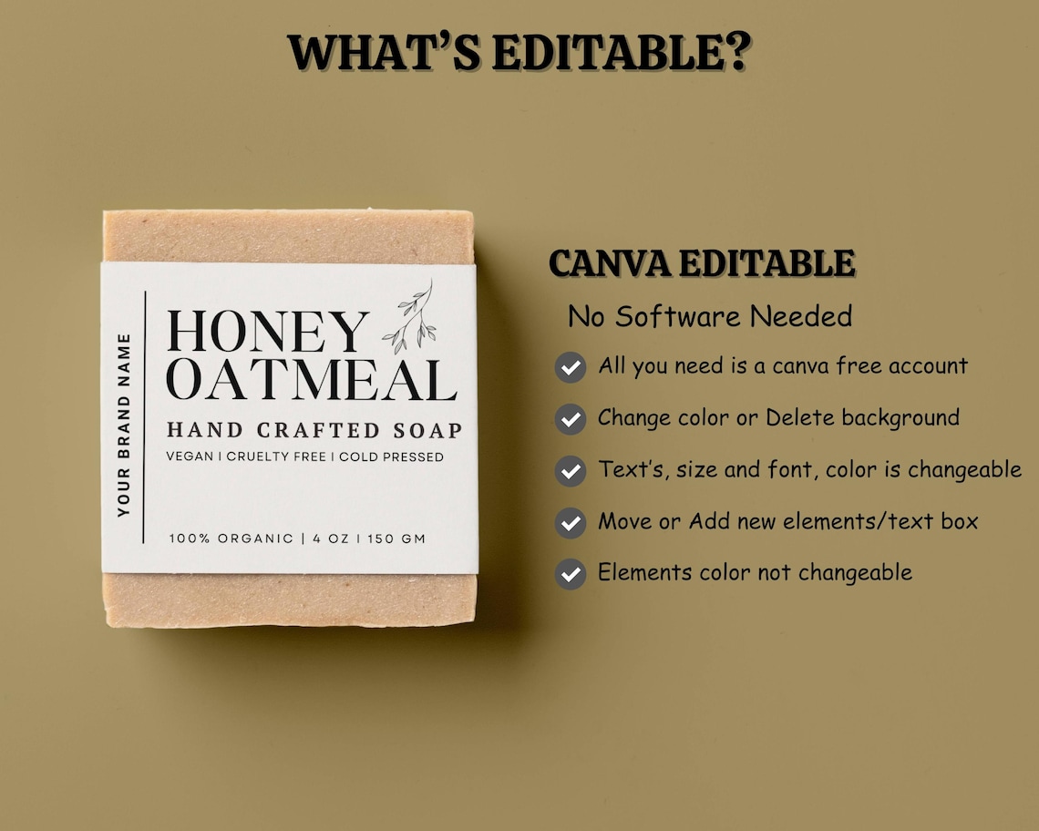 Handmade Soap Label Template | Editable Belly Band Soap Packaging for ...