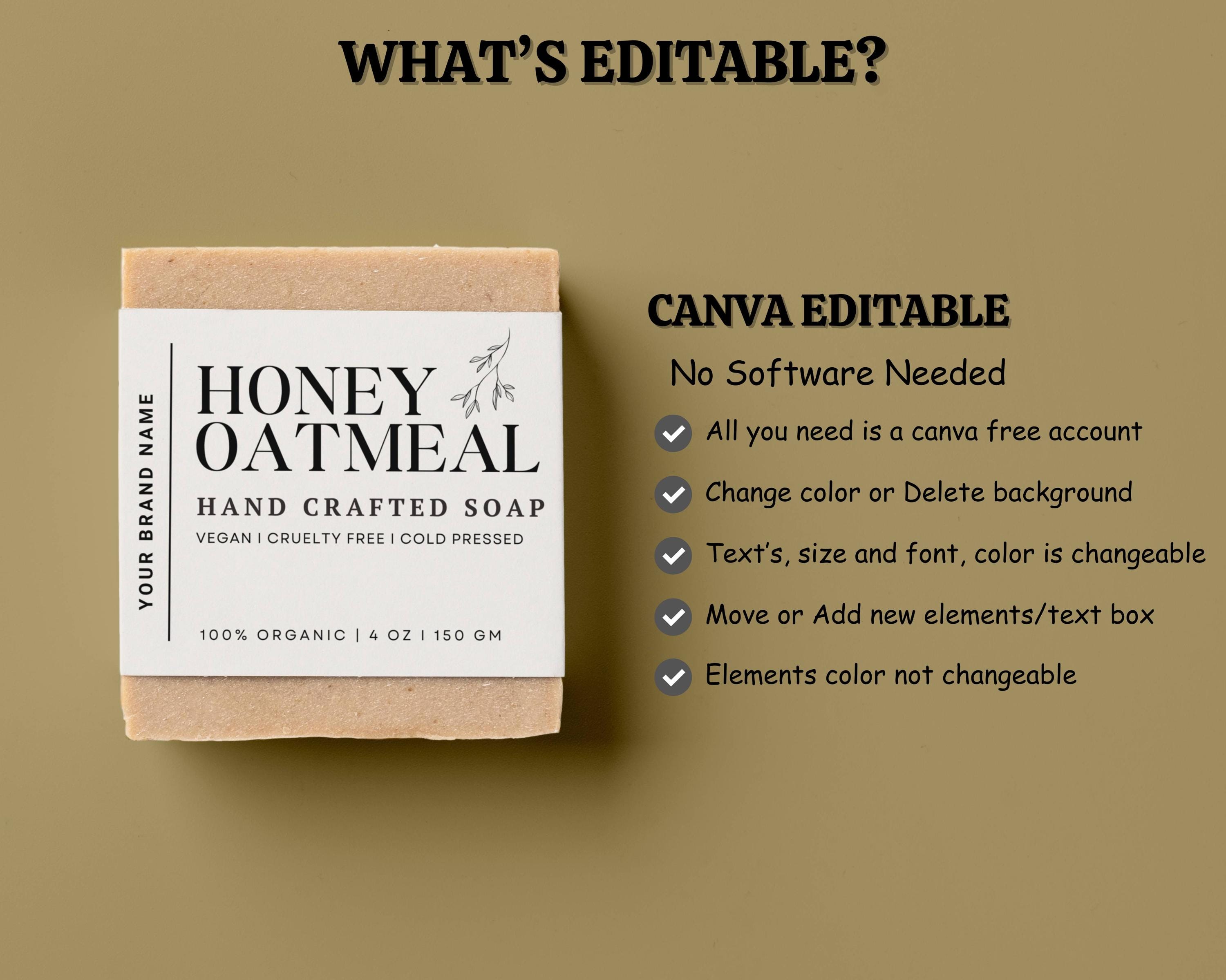 Handmade Soap Label Template | Editable Belly Band Soap Packaging for ...