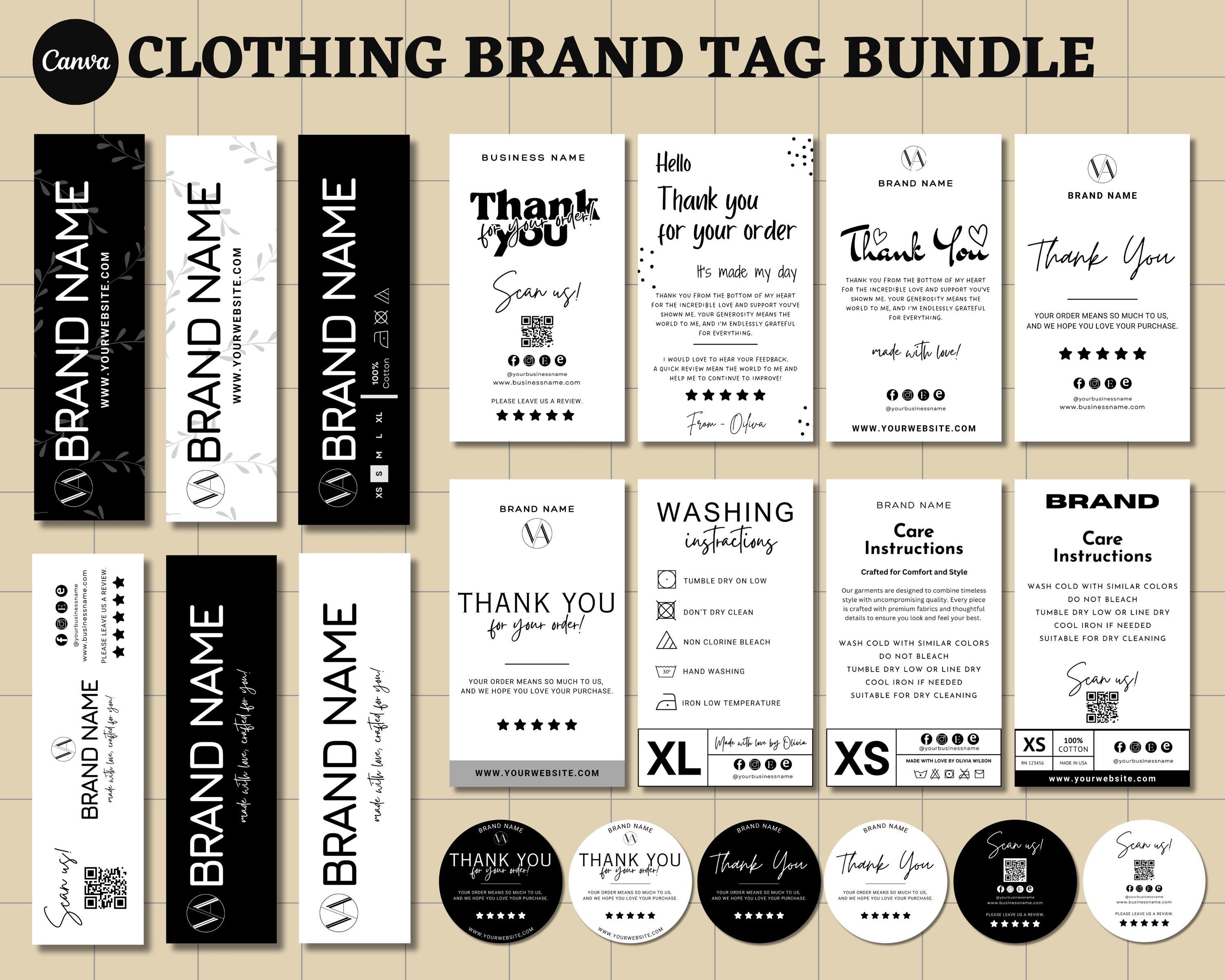 Editable Hang Tag Bundle | Custom Price Tag Template With Washing ...