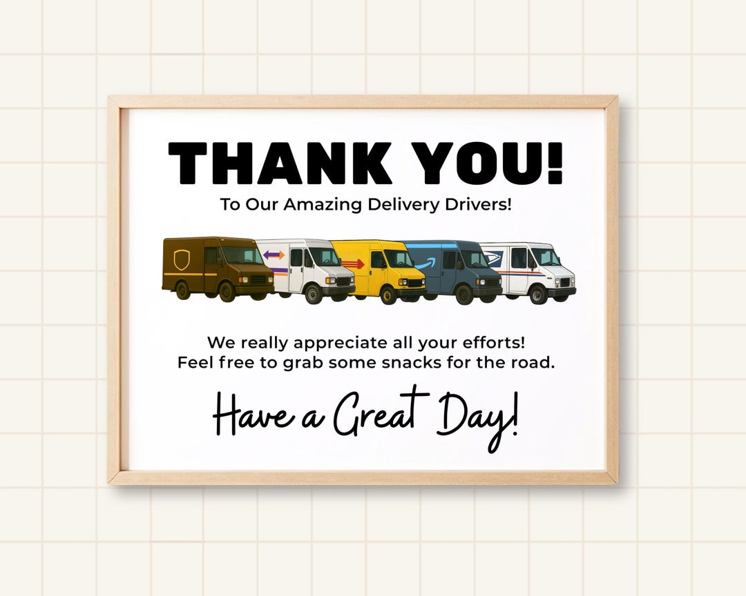 Delivery Driver Thank You Sign – 8x10 Snack Sign Printable – Take a ...