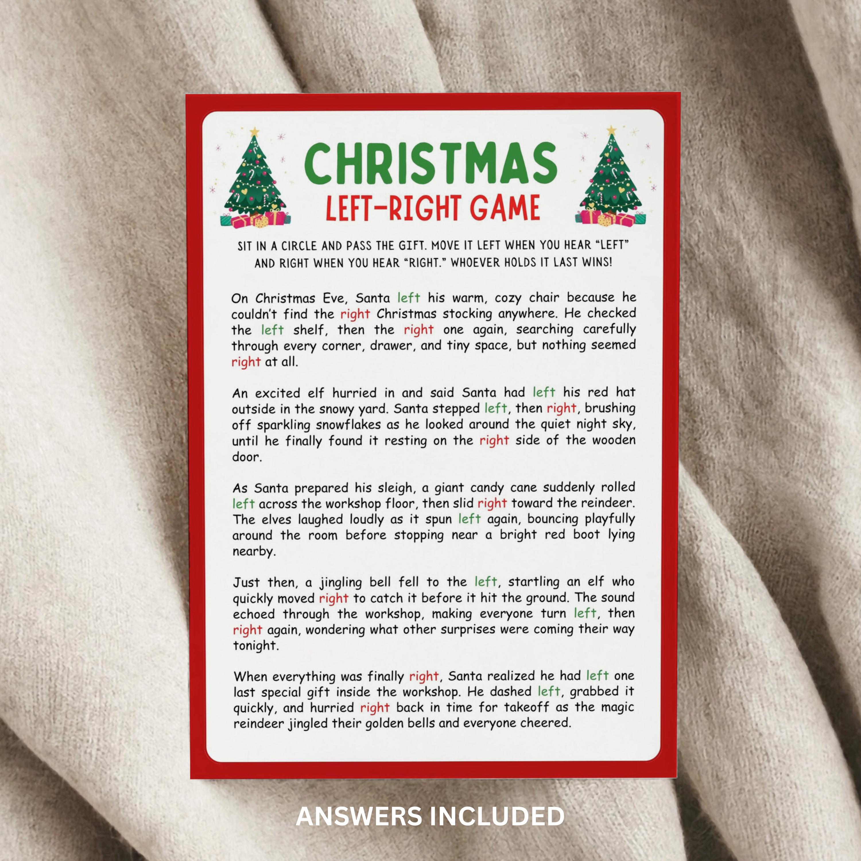 Christmas Left Right Game Printable, Holiday Party Activity (PDF) - Etsy