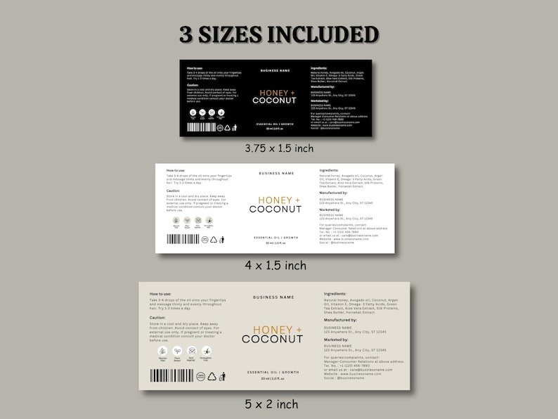 Essential Oil Bottle Label Template, Product Label, Custom Label ...