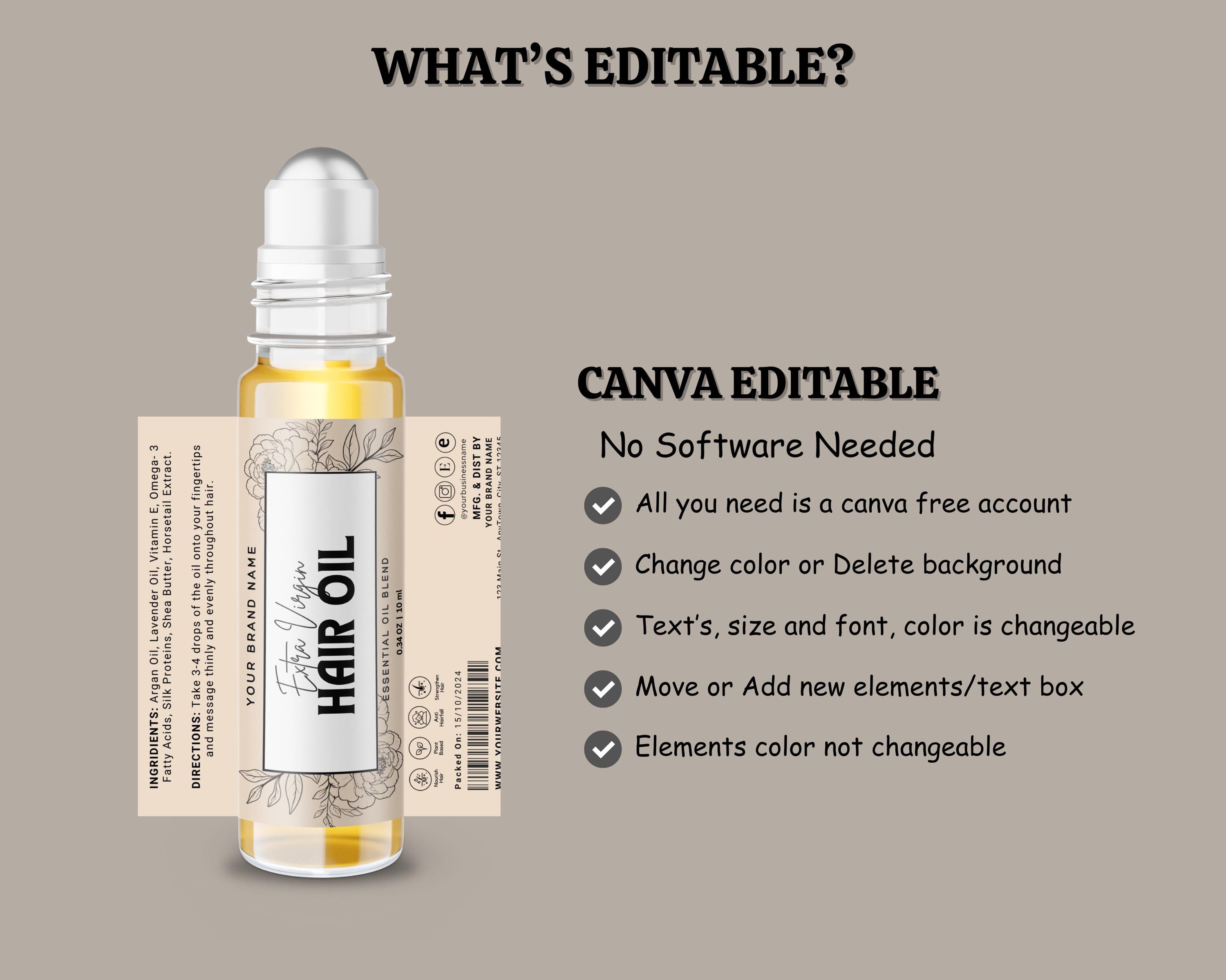 Editable Essential Oil Labels | Roller Bottle & Oil Bottle Templates ...