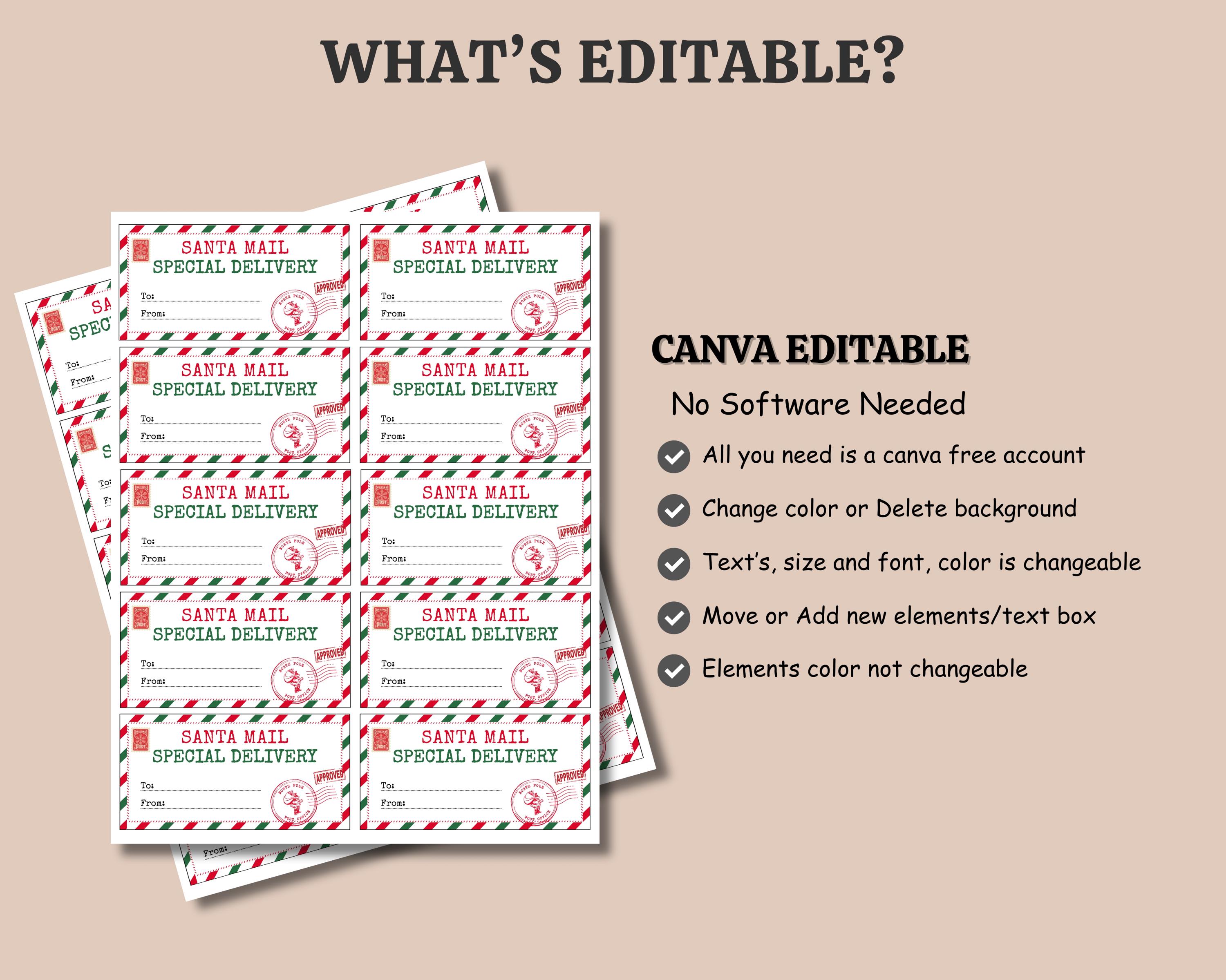 From Santa Gift Tags, Printable Christmas Tags, Editable Santa Mail ...