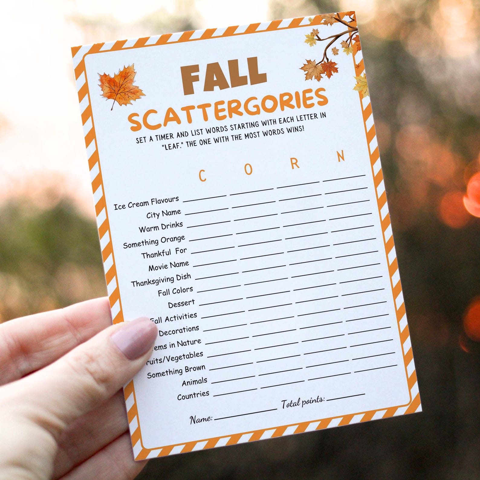 Fall Scattergories Game Bundle, Thanksgiving Party Activity (printable ...