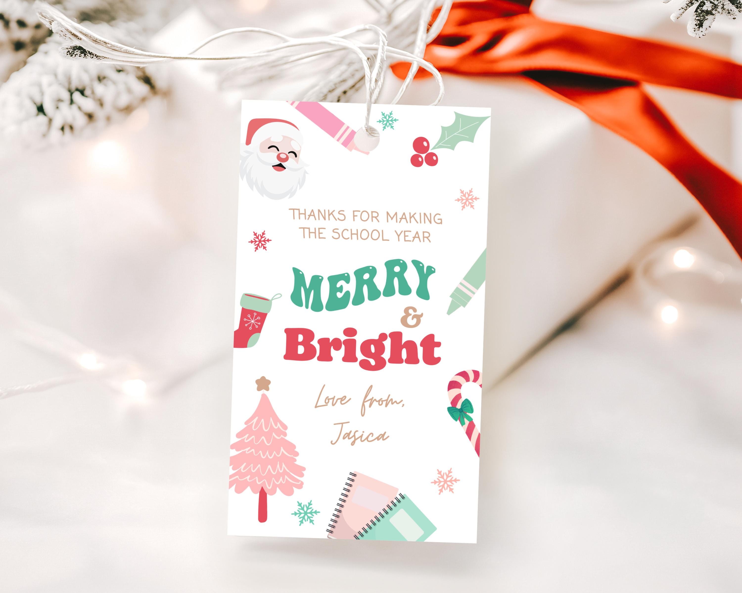 Editable Kids Christmas Gift Tag Template, Printable Thank You Tags for ...