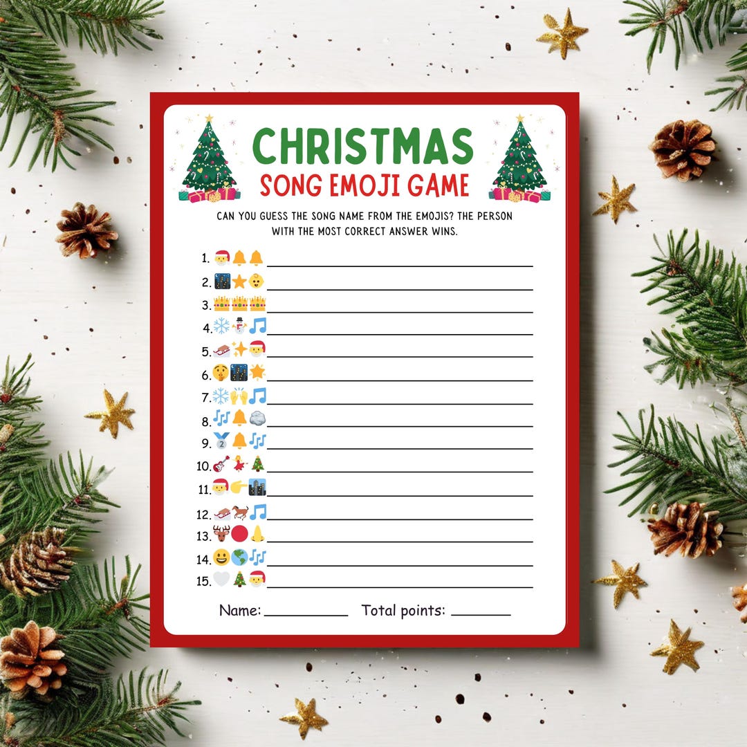 Printable Christmas Songs Emoji Game, Fun Holiday Emoji Quiz, Christmas ...