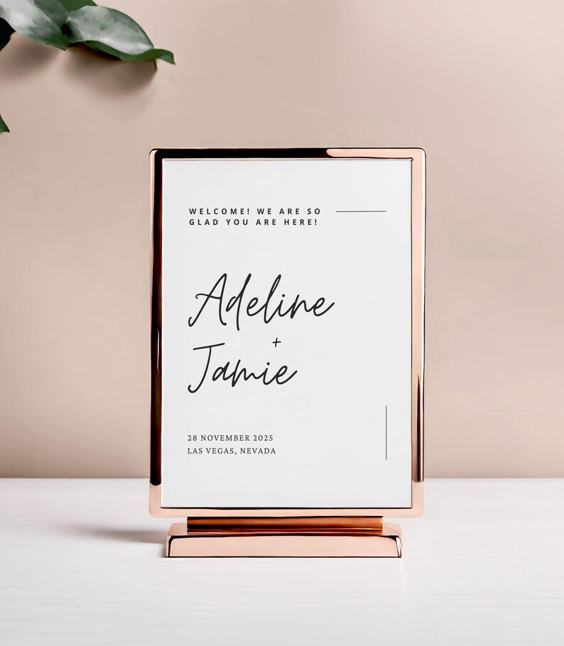 Editable Modern Wedding Welcome Sign – Minimalist “we’re so Glad You’re ...