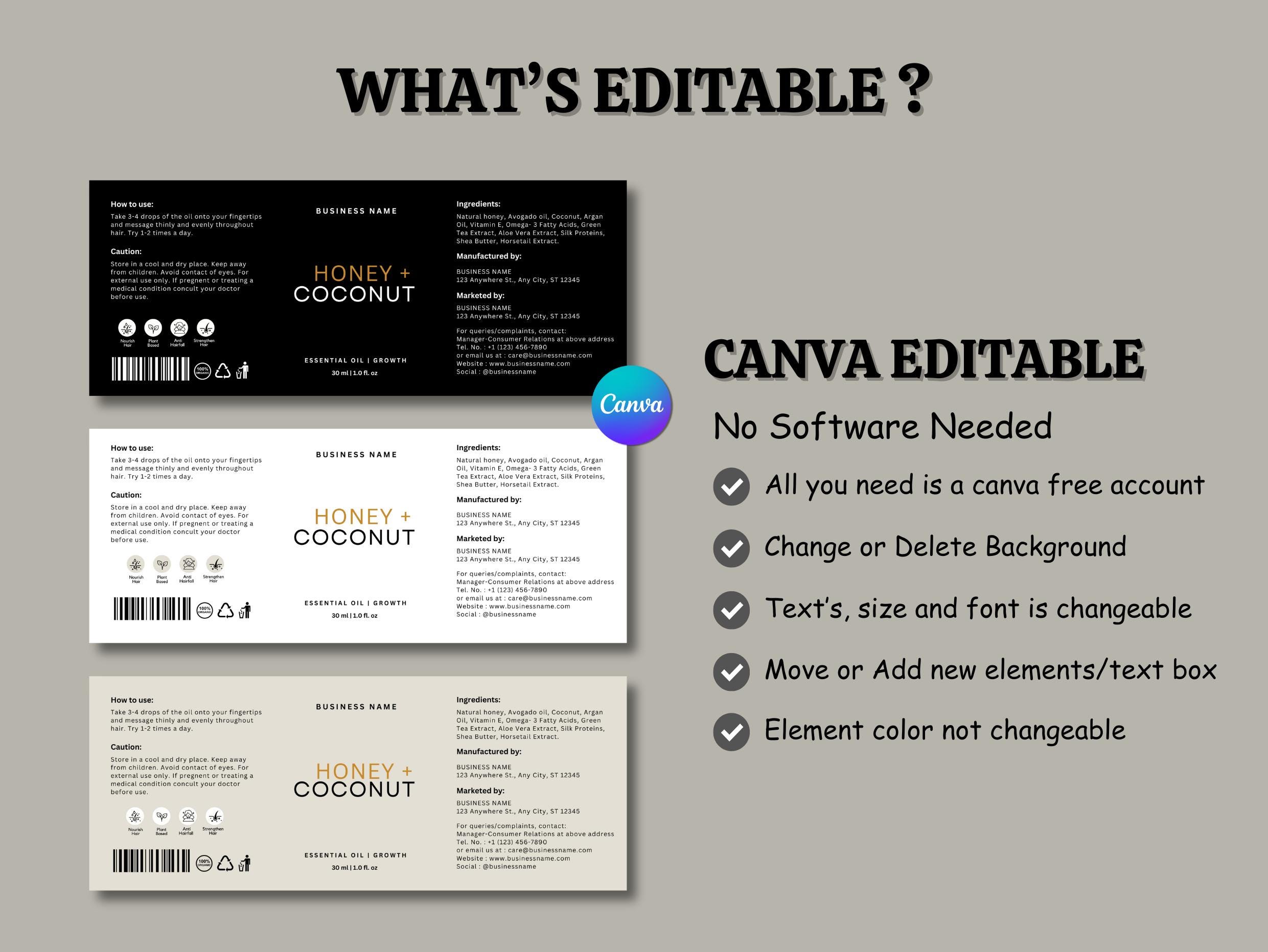 Essential Oil Bottle Label Template, Product Label, Custom Label ...