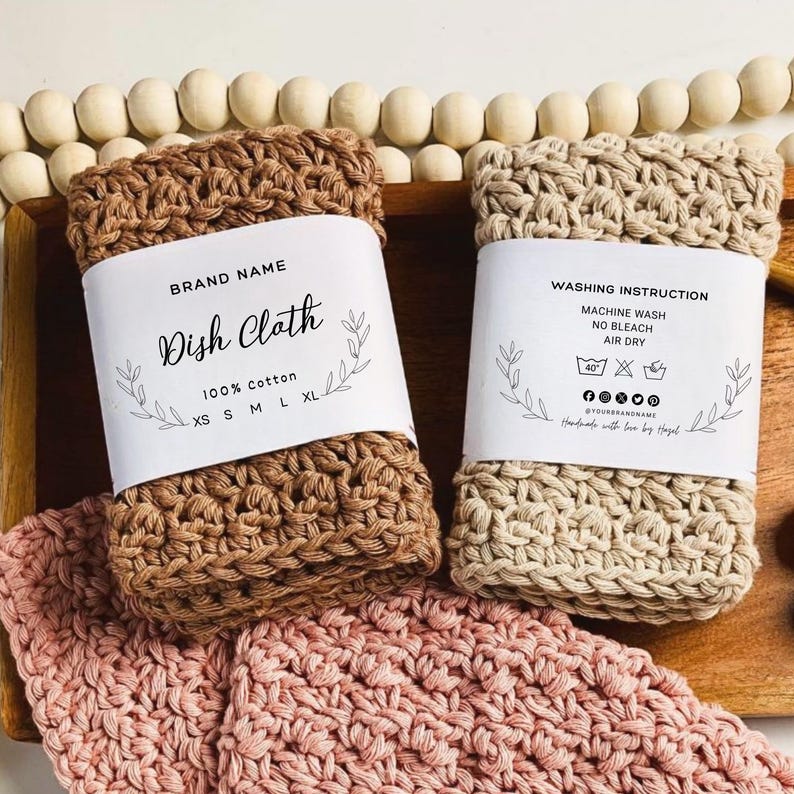 Editable Dishcloth Label Template | DIY Washcloth Hang Tag & Fold Over ...