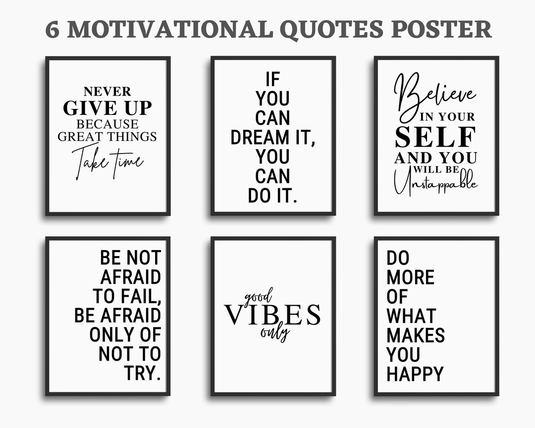 Motivational Posters Set of 6 | Printable Office Decor for Women ...