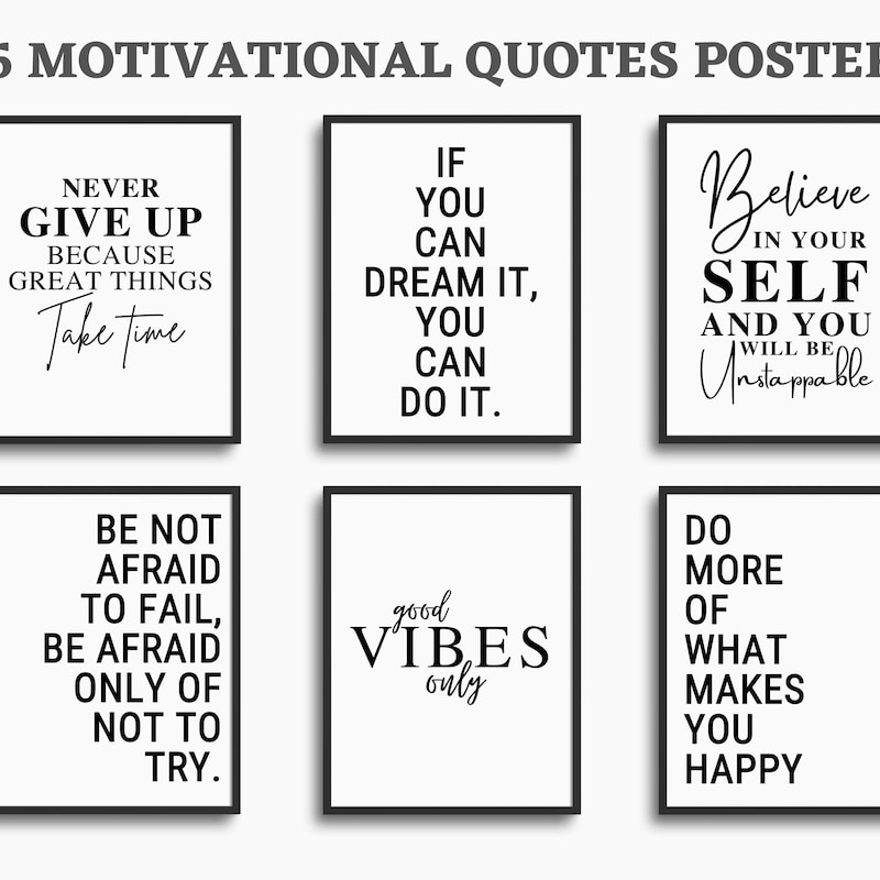 Black Quotes Art Work Set - Etsy UK