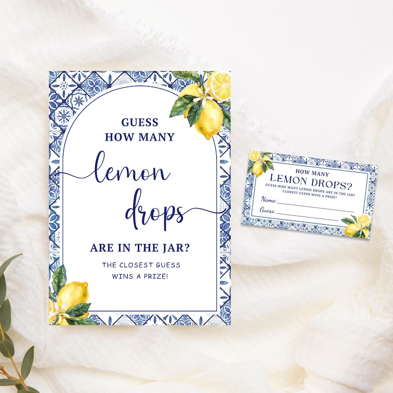 Lemon Drops Bridal Shower Game | Mediterranean Theme (digital Download ...
