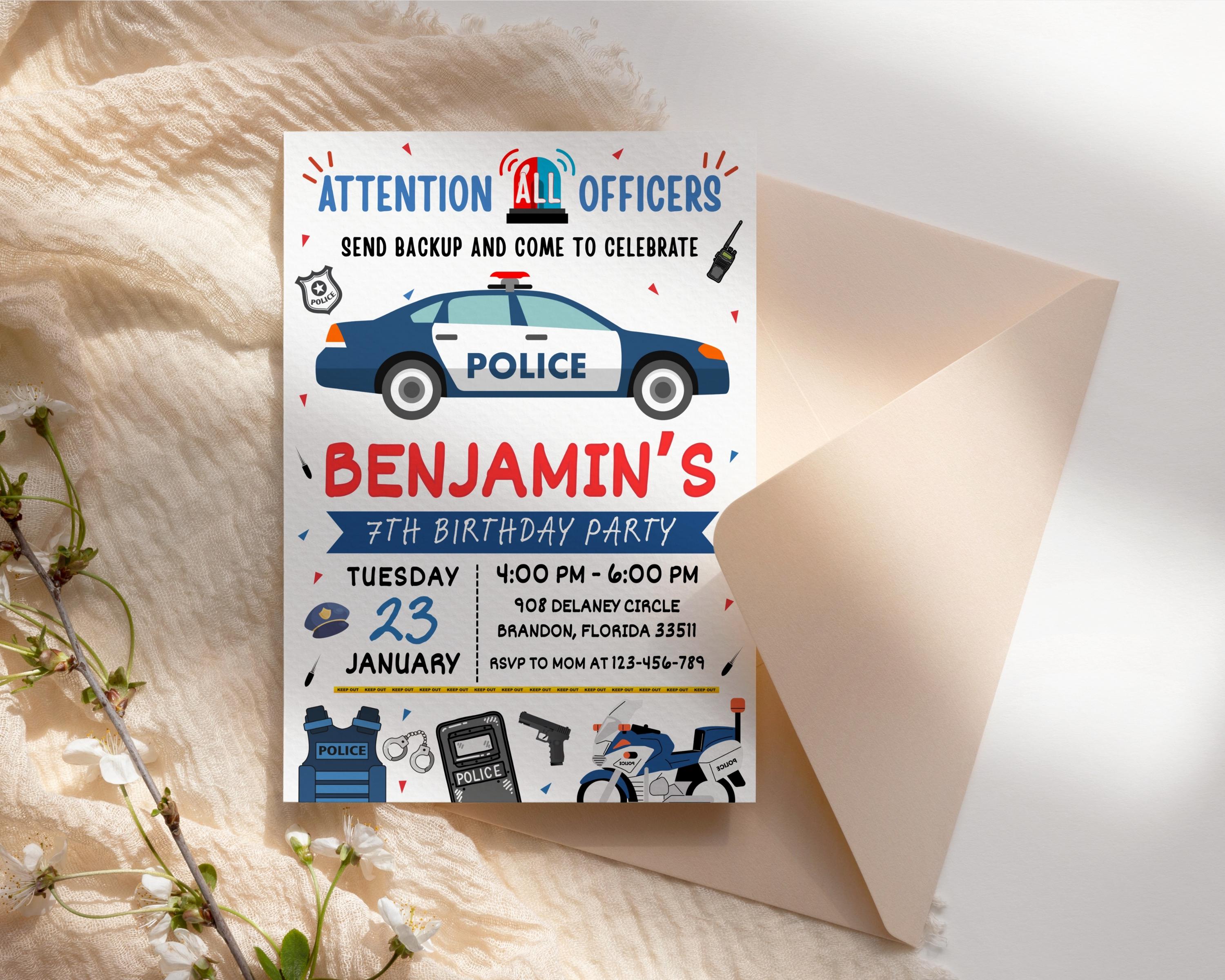 Editable Police Birthday Invitation: Sheriff Party Template (digital ...