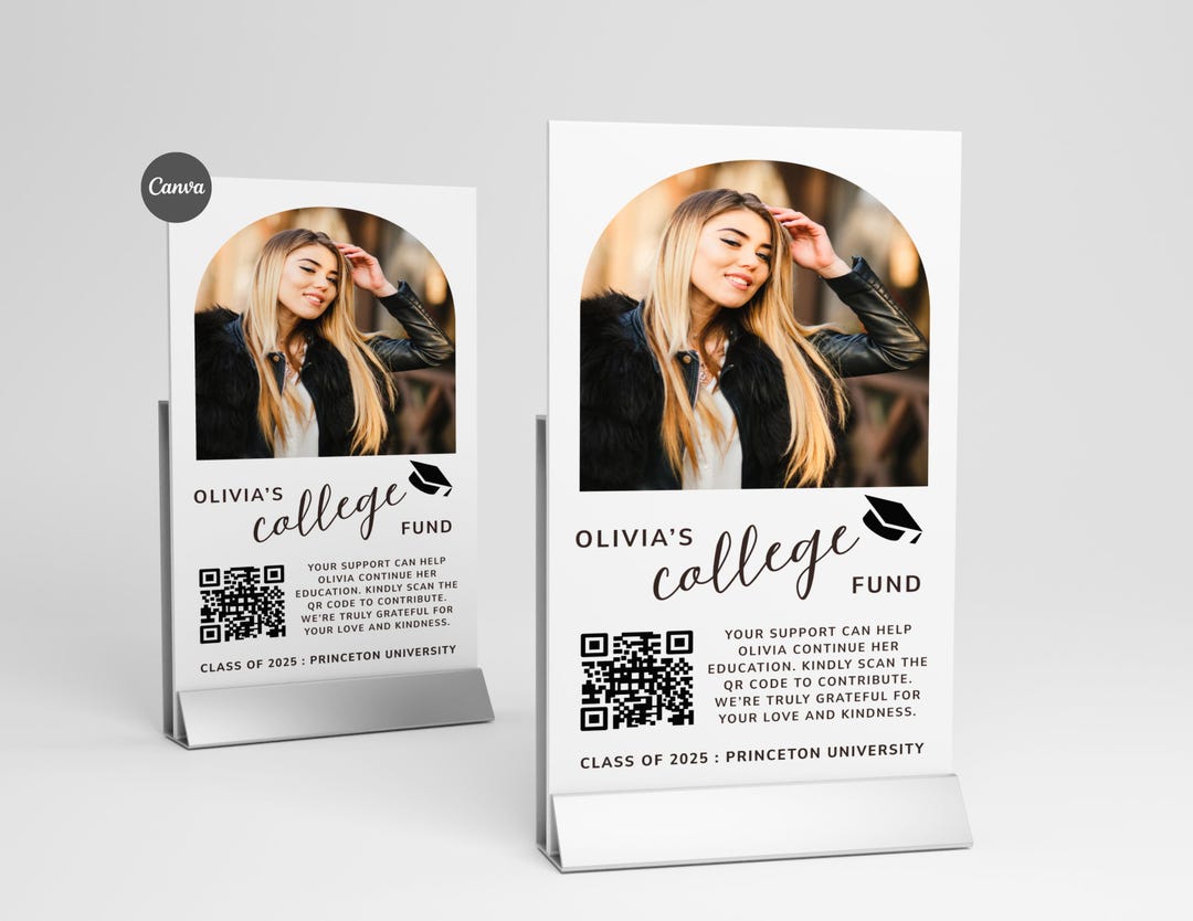 Editable College Fund Card Template With QR Code | Modern Graduation ...
