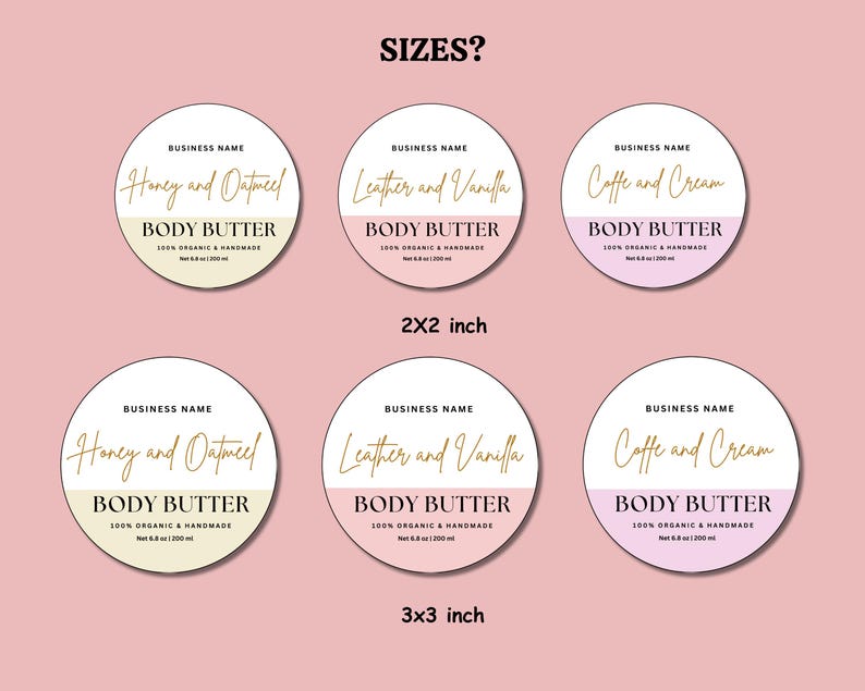 Body Butter Jar Label Template, Body Product Skincare Label , Printable ...