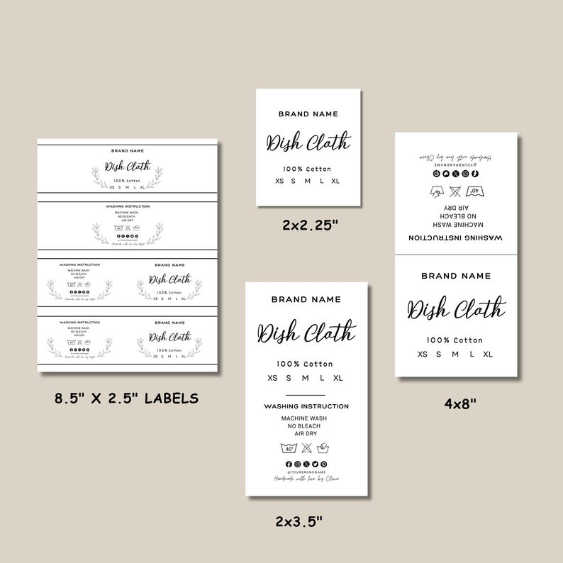 Editable Dishcloth Label Template | DIY Washcloth Hang Tag & Fold Over ...