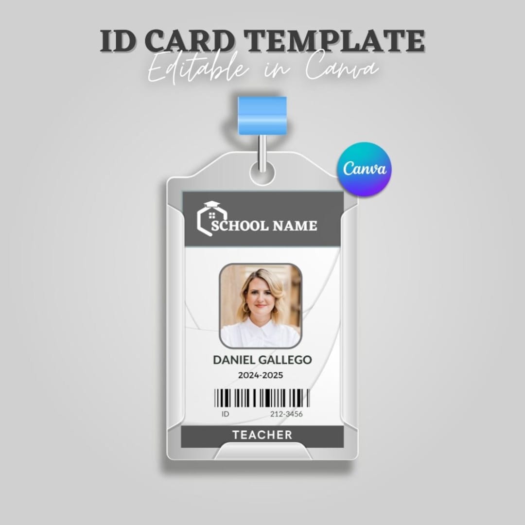 Teacher ID Card Template, School & Homeschool Identity Card, Teacher ...