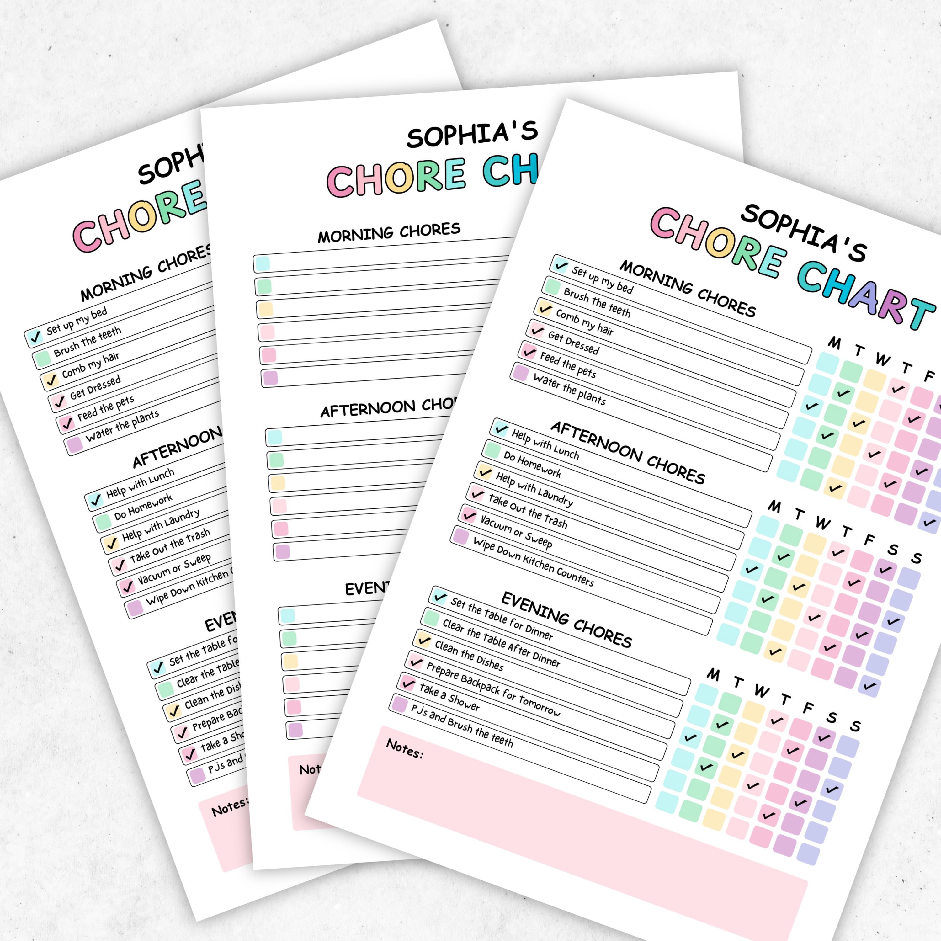 Editable Chore Chart for Kids | Printable Daily Weekly Responsibility ...