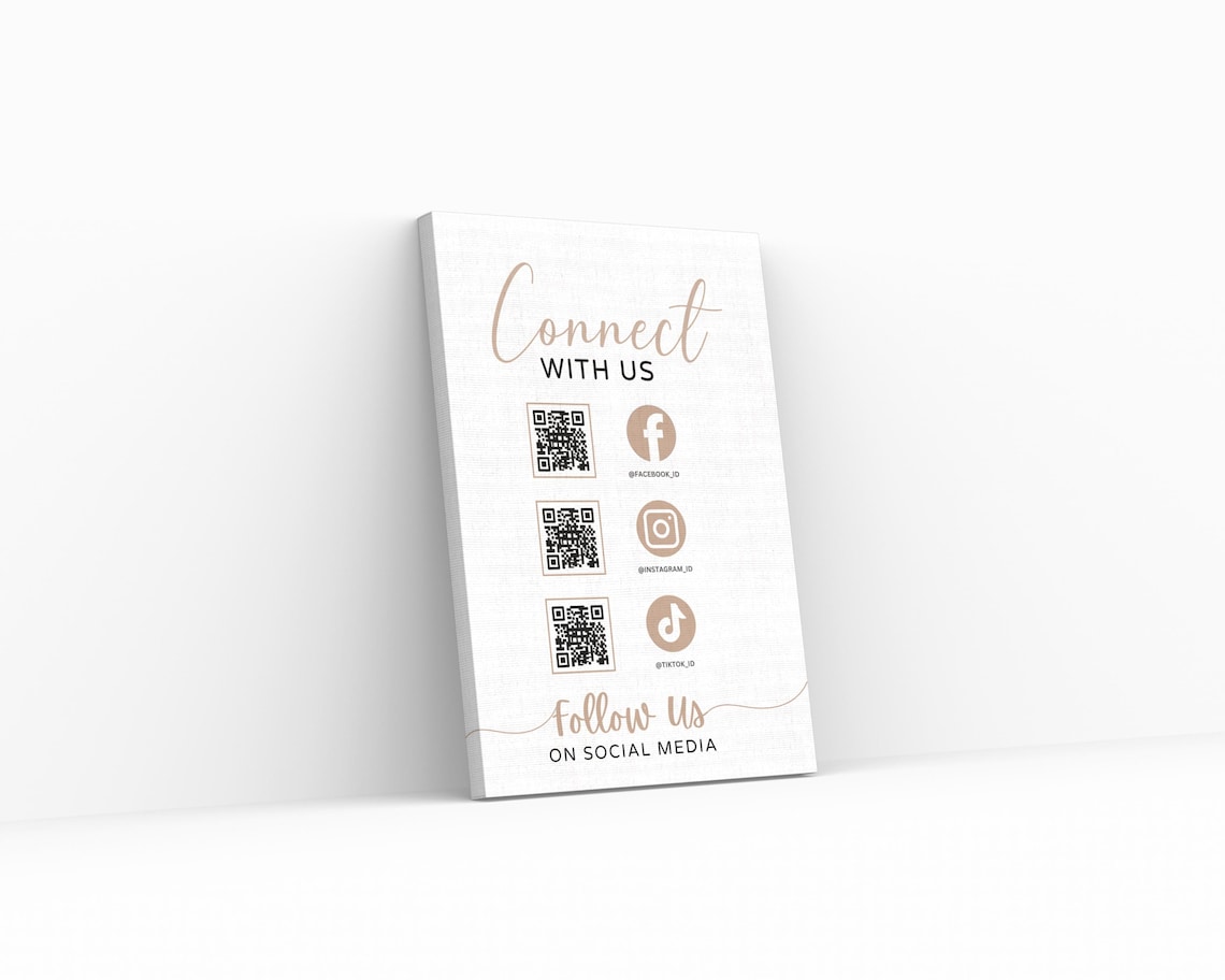 Connect With Us Sign Template | Social Media QR Code Sign | Follow Us ...