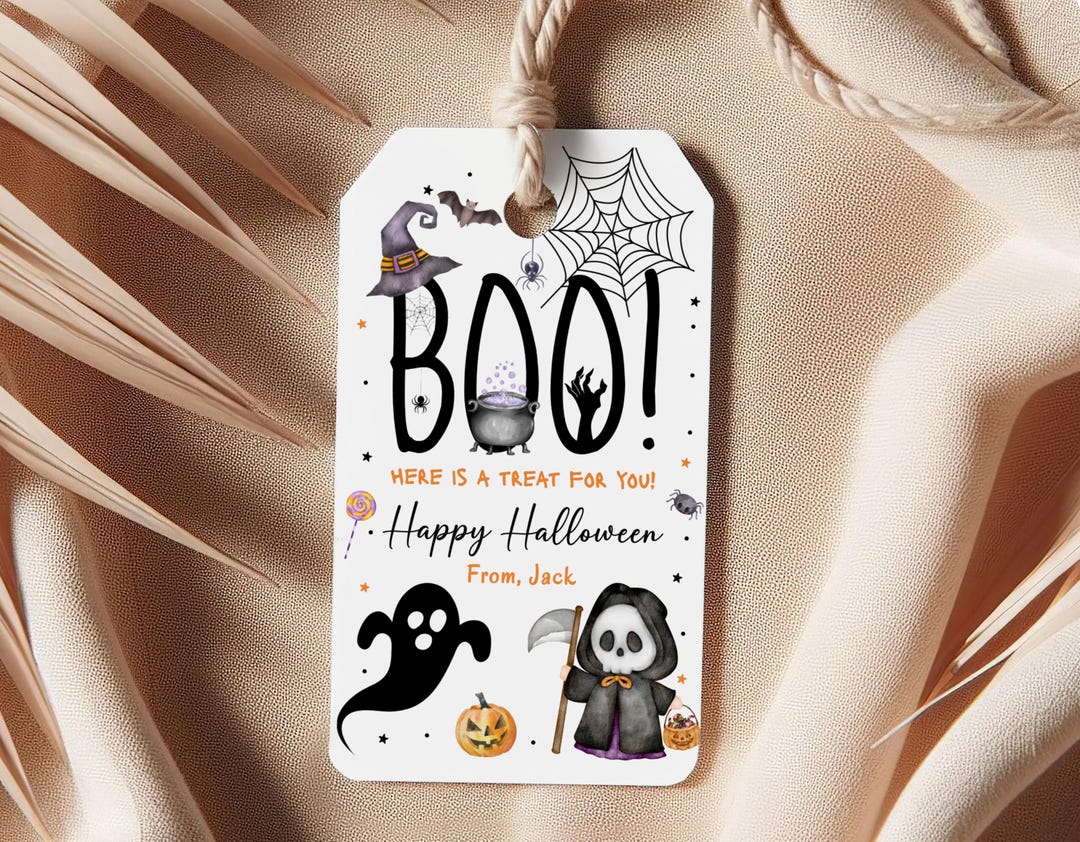 Editable Halloween Boo Favor Tags, Kids Party, Treat Tags (digital ...