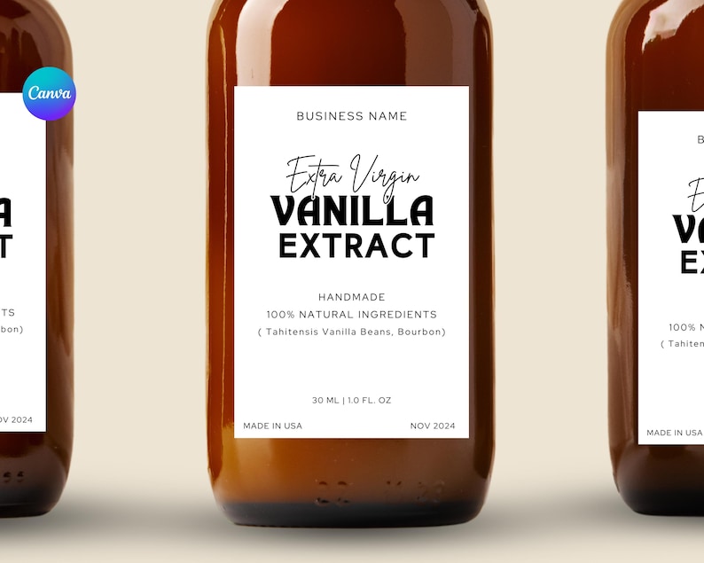 Homemade Vanilla Extract Label Template | Customizable Printable Gift ...