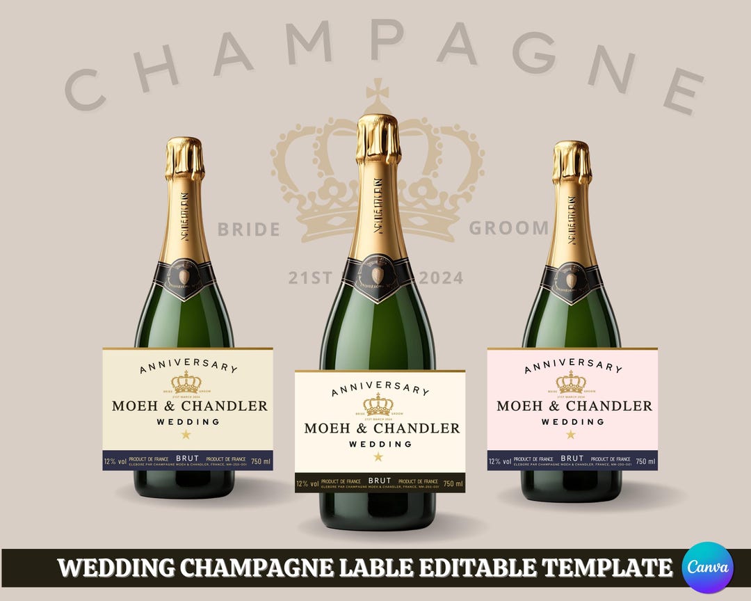 Champagne Label Template Editable, Custom Bridesmaid Proposal Gift ...